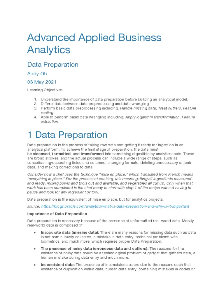 Data Preparation | PDF | Skewness | Outlier