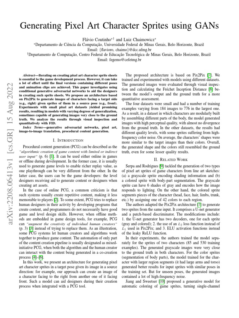 Generating Pixel Art Character Sprites Using GANs | PDF | Computing ...