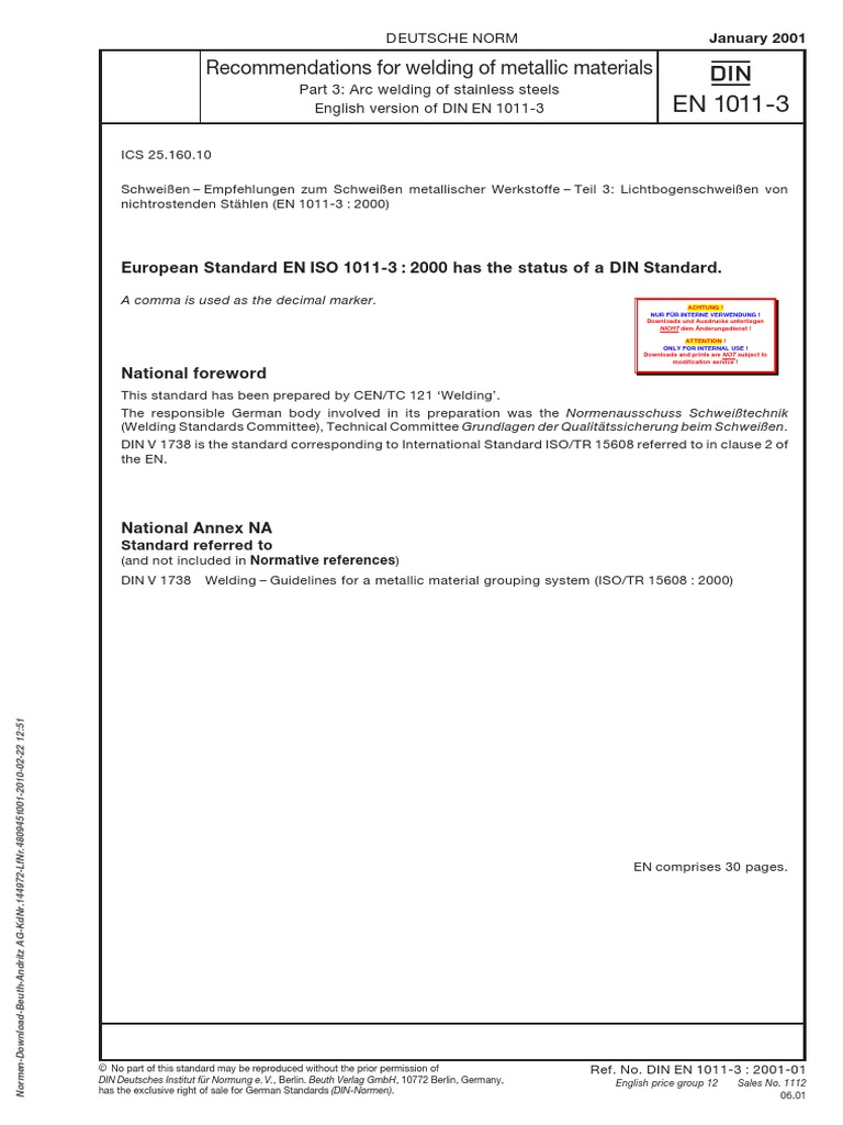 Welding-Recommendation For Welding of Stainless Steel - EN ISO 1011-4 ...