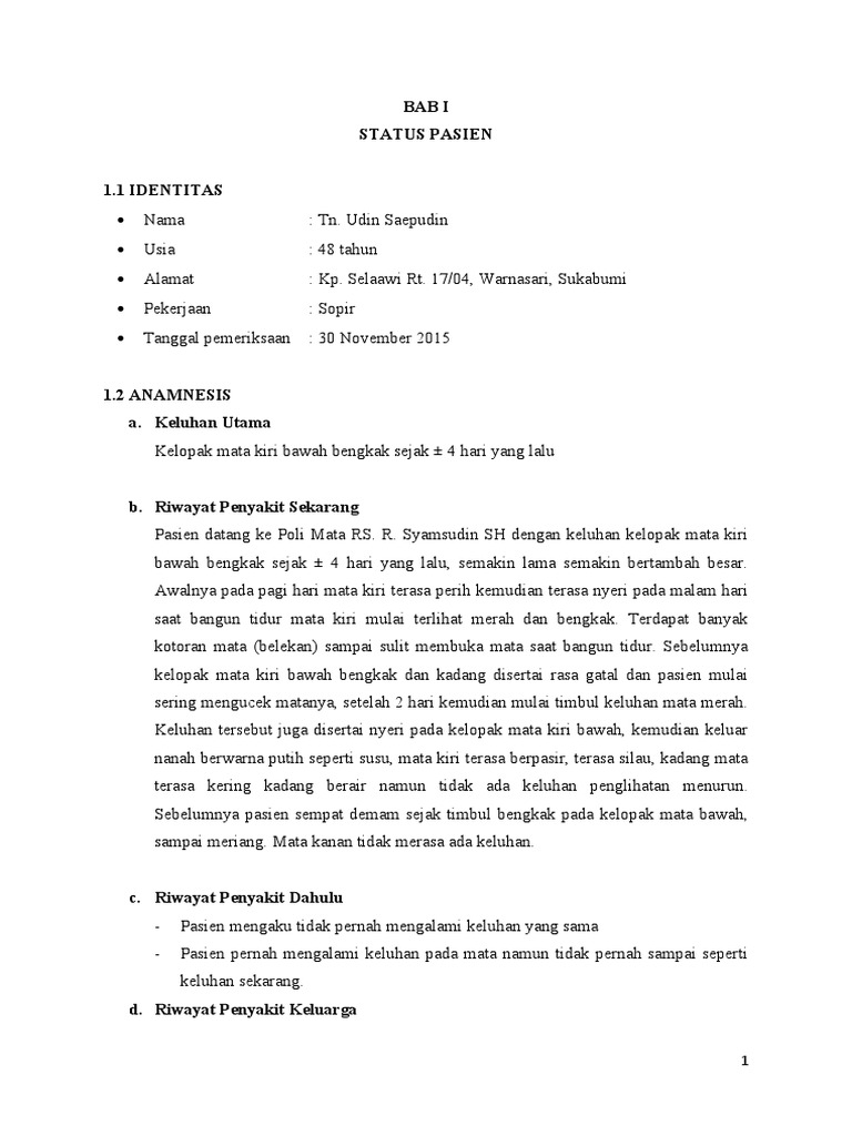 Edema Kelopak Mata Kiri: Kasus Tn. Udin | PDF