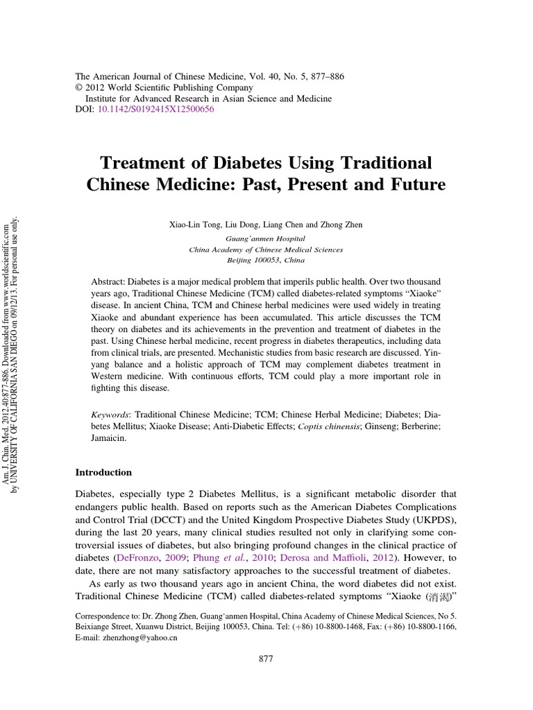 Treatment of Diabetes Using TCM | PDF | Traditional Chinese Medicine ...