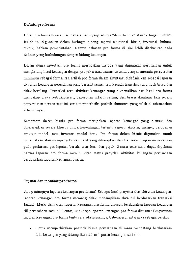 Neraca Proforma (Turnover Method) | PDF