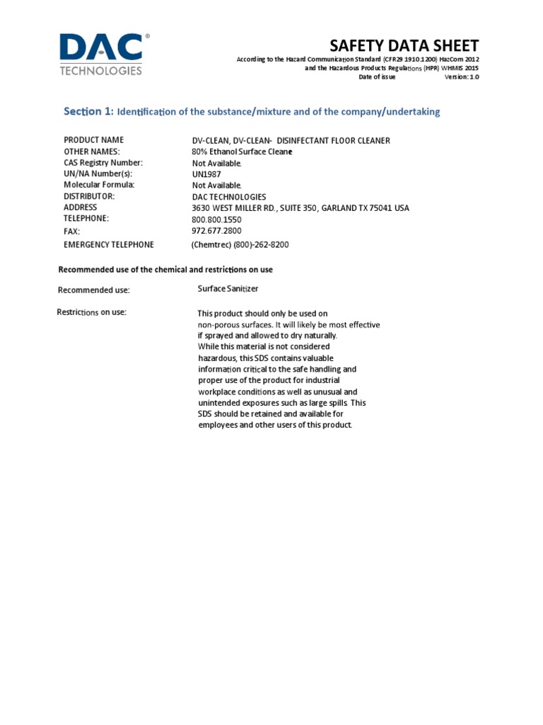 Dac - Floor Cleaner | Download Free PDF | Firefighting | Toxicity