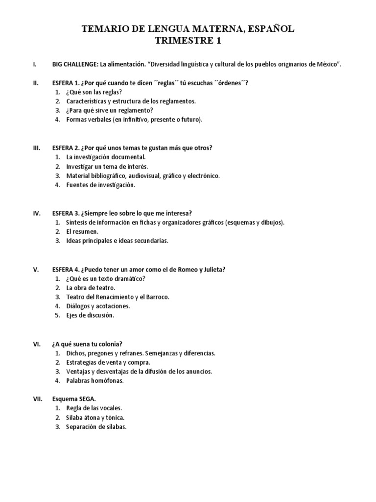 Temario t1 - Primeros de Sec | PDF