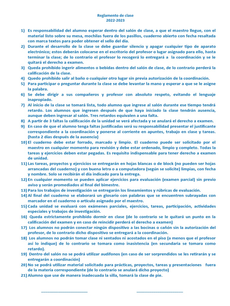 Reglamento 2022 - 2023 2 | PDF