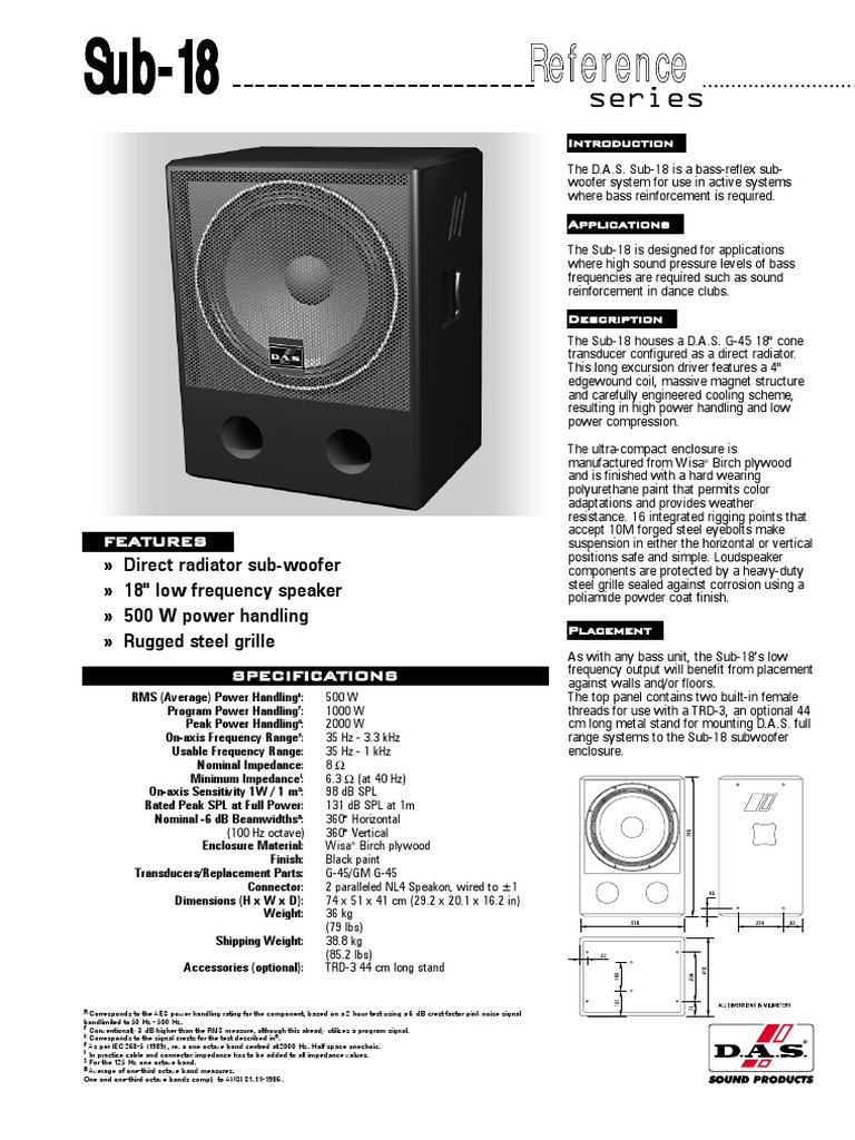 Sub 18 | PDF | Loudspeaker | Signal Processing