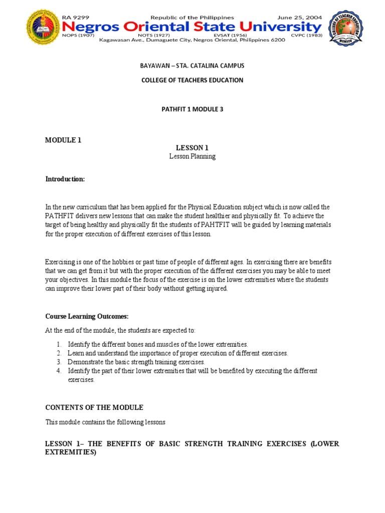 Path Fit Module 2 | PDF | Strength Training | Weight Training