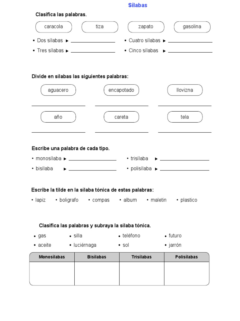 Clasificación y Diptongos en Palabras | PDF | Vocal | Sílaba
