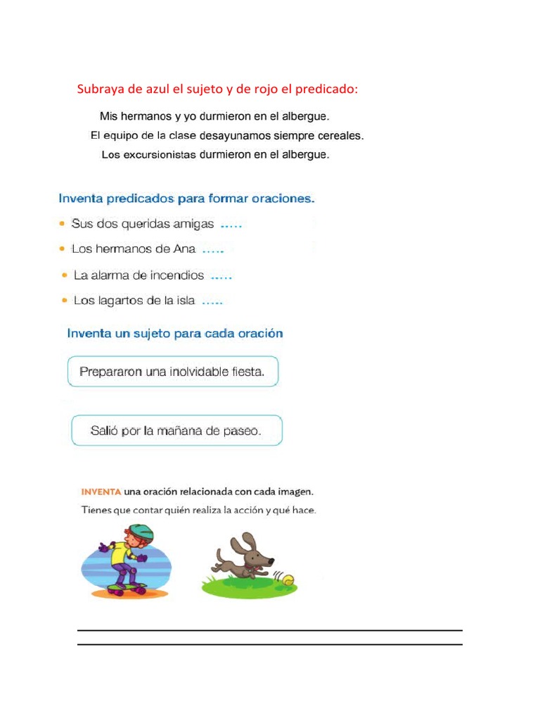Examen Sujeto Predicado y Lenguaje 3º PRimaria | PDF