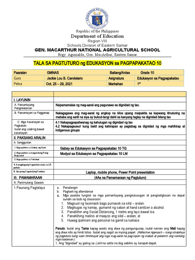 DLL-ESP-10-for-COT - Q1 | PDF