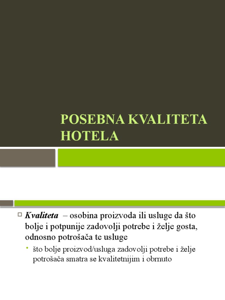 Posebna Kvaliteta Hotela | PDF