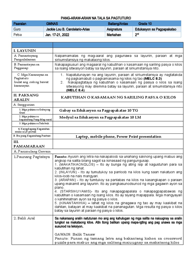 DLL-ESP-10-for-COT - Q2 | PDF