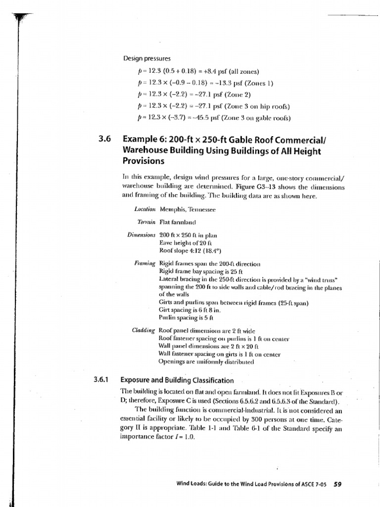 Guide To The Wind Load Provisions of ASCE7-05 - Example | PDF