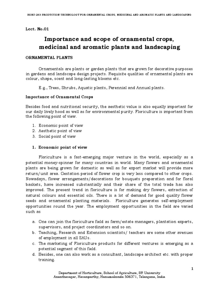 Introduction To Ornamental Medicinal Aromatic and Landscaping | PDF ...