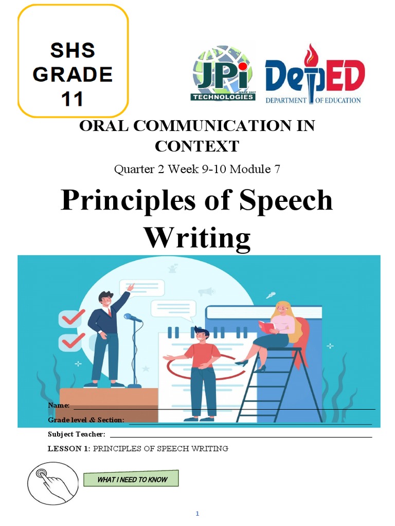 Principles of Speech Writing: Oral Communication in Context | PDF ...