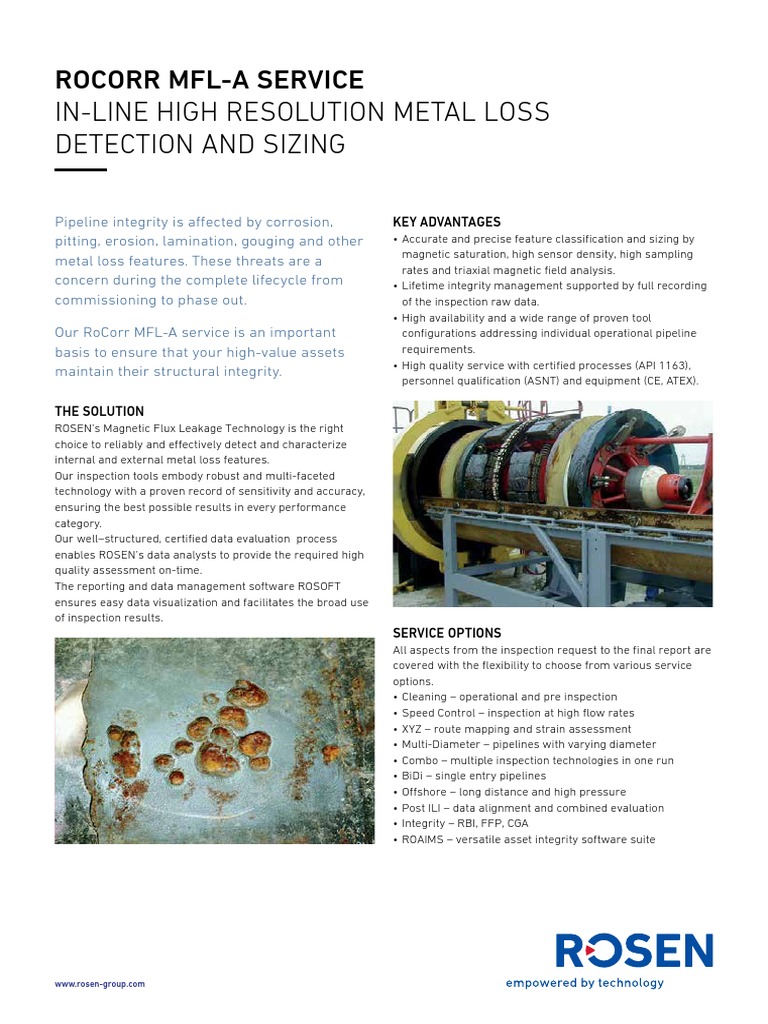 ROSEN Group - RoCorr MFL A | PDF | Mechanical Engineering | Applied And ...