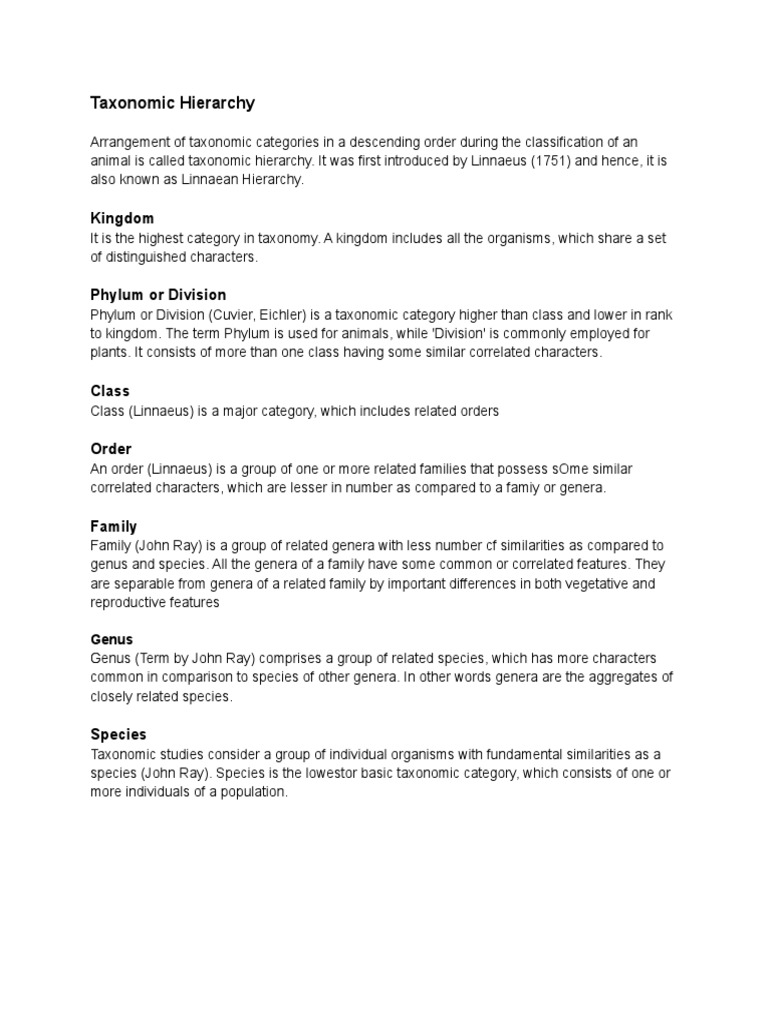Taxonomy | PDF | Taxonomy (Biology) | Genus