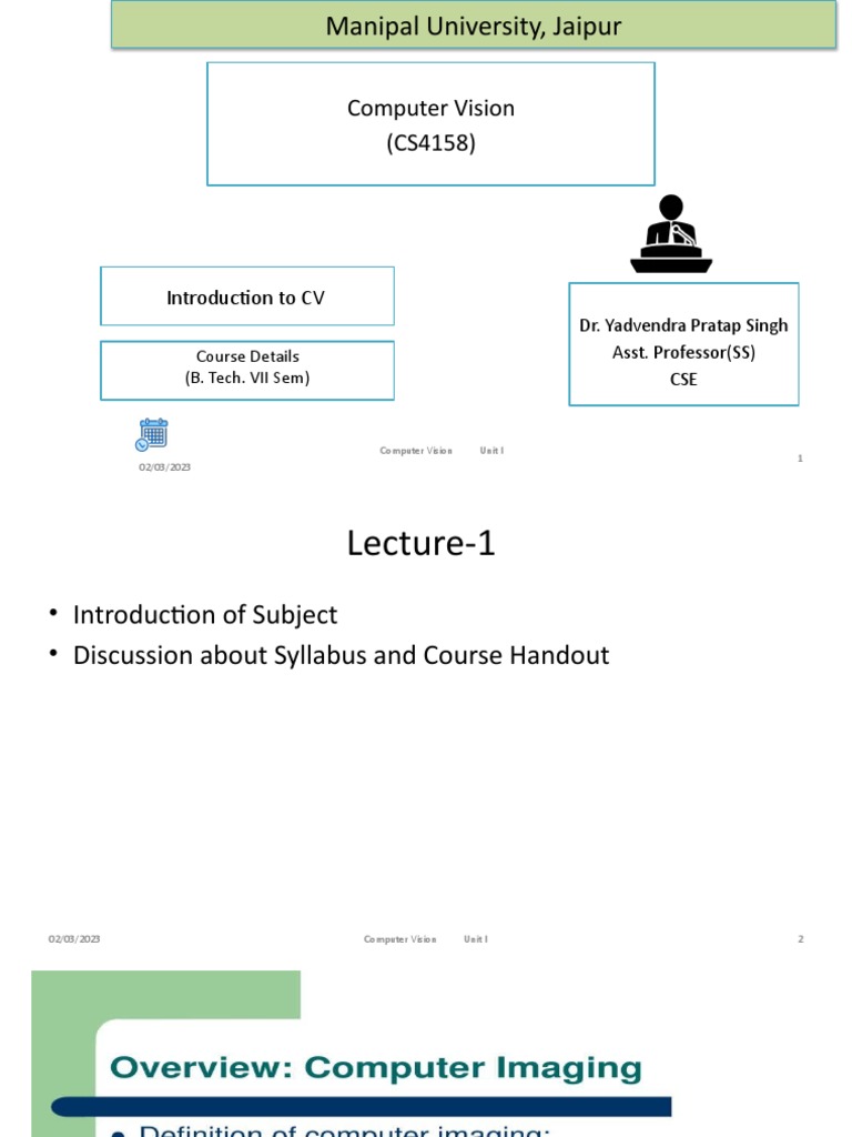 L1-L3 Computer Vision | PDF | Computer Vision | Visual Perception