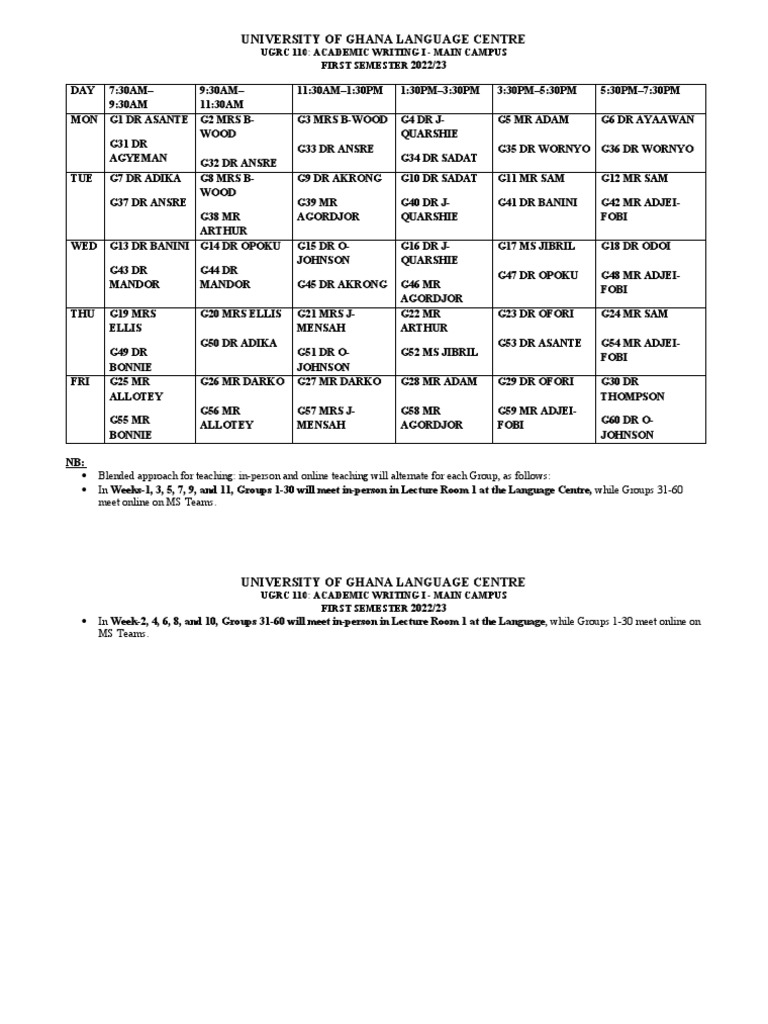 110 Timetable 2022 23 Final | PDF