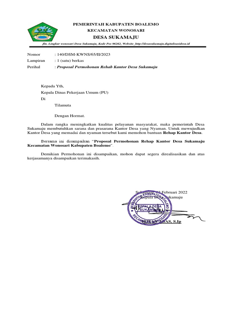 Proposal Rehab Kantor Desa | PDF
