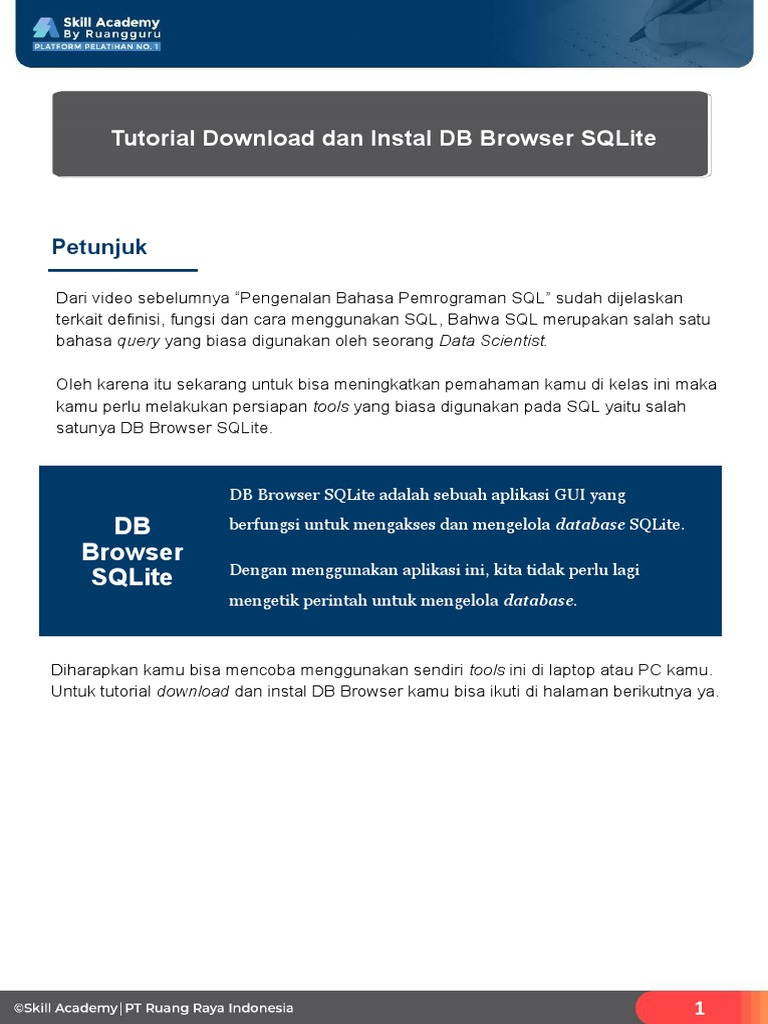 Tutorial Download Dan Instal DB Browser Sqlite: Petunjuk | PDF | Komputer | Teknologi & Rekayasa