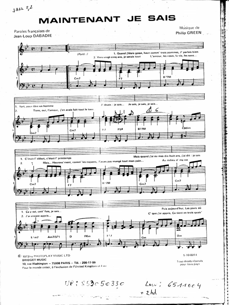 Jean Gabin - Maintenant Je Sais | PDF