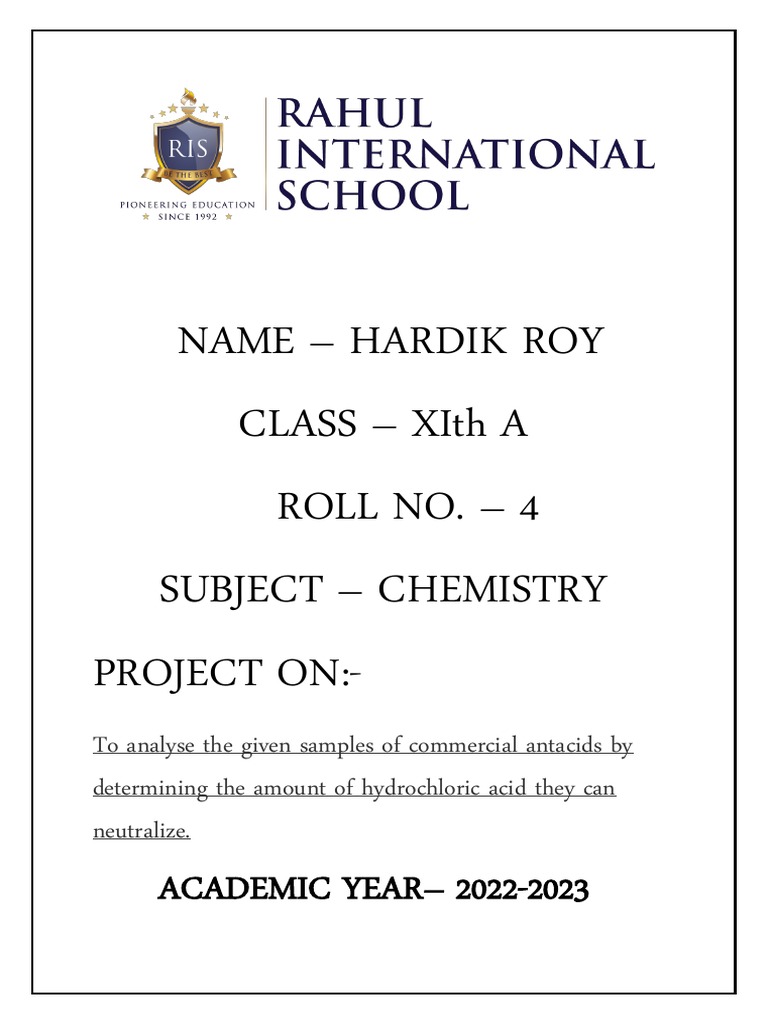 Hardik Roy 11th A Roll No 4 | PDF | Acid | Titration