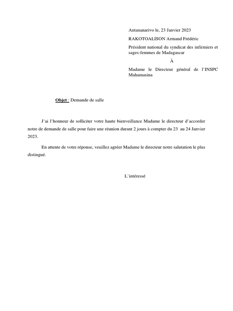 Demande de Salle | PDF