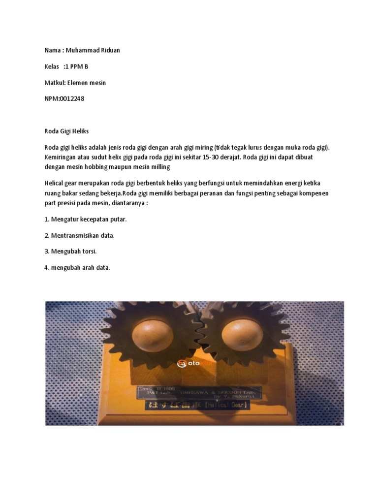 Roda Gigi Miring MUHAMMAD RIDUAN | PDF