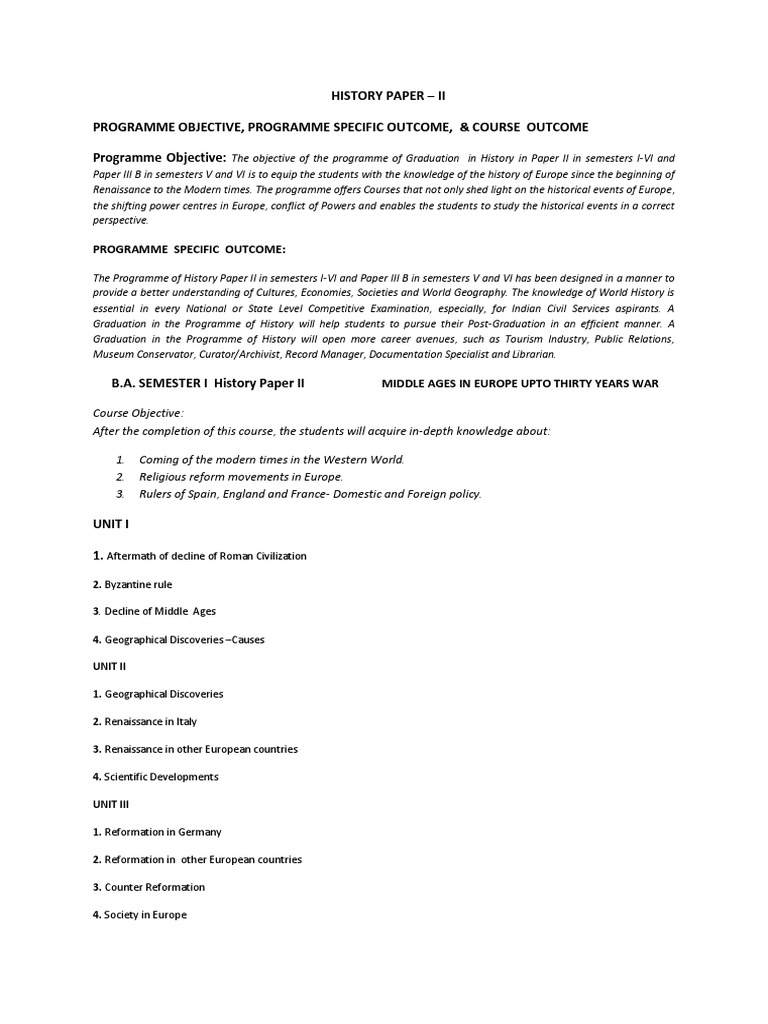 New Syllabus For European History 2021-22 | PDF | Indian Independence ...