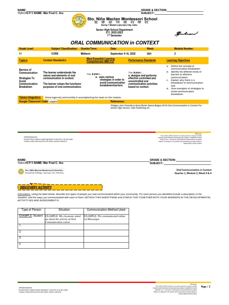 Module 2 of Week 3 and 4 in OCC | PDF | Communication | Psychology