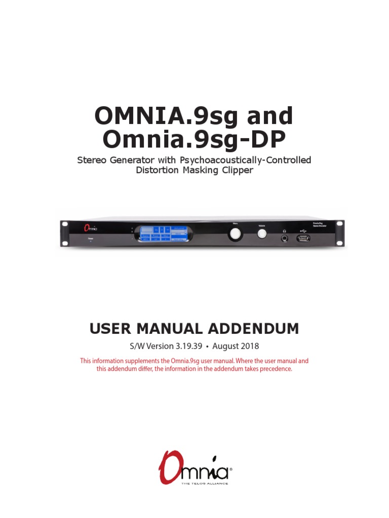 Omnia - 9sg - Stereo - Generator - Manual Addendum - C1815070 | PDF | Port (Computer Networking ...