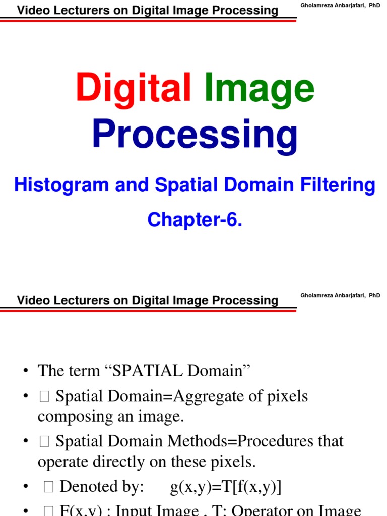 CHAPTER-6 CLASS-6 Spatial Filtering | PDF | Low Pass Filter | Applied Mathematics