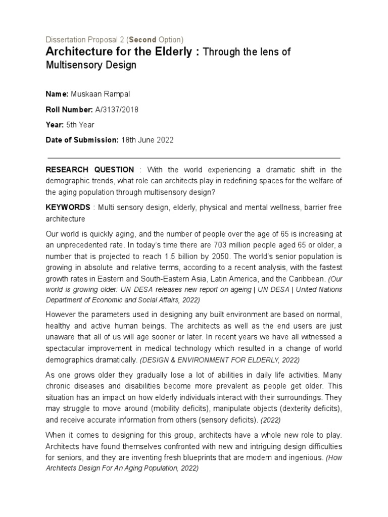 Proposal Architecture For The Elderly Through The Lens of Multisensory ...