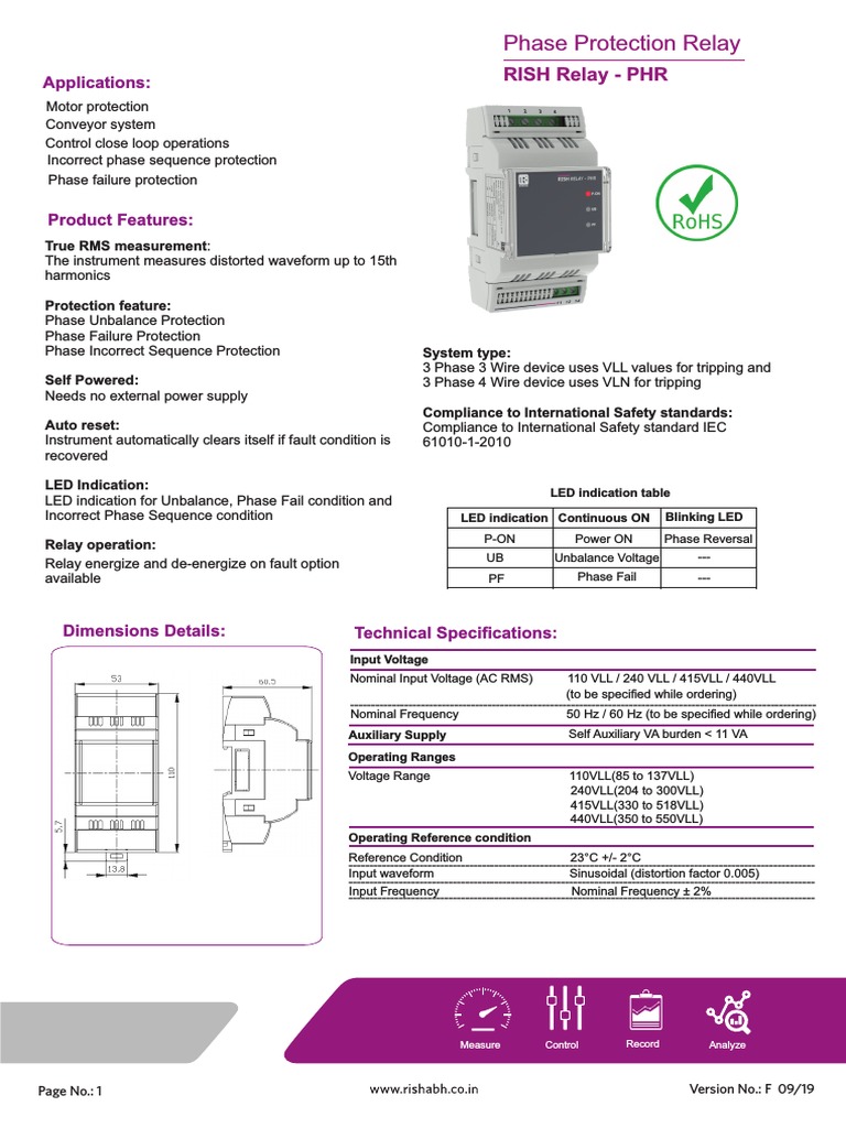 Uploads Product Datasheet Rish Relay PHR-Phase Failure Relay Rev-F ...