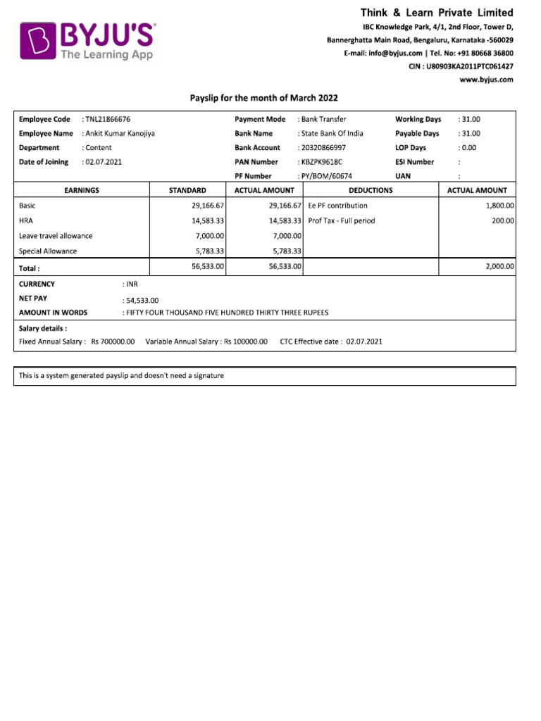 Payslip March | PDF