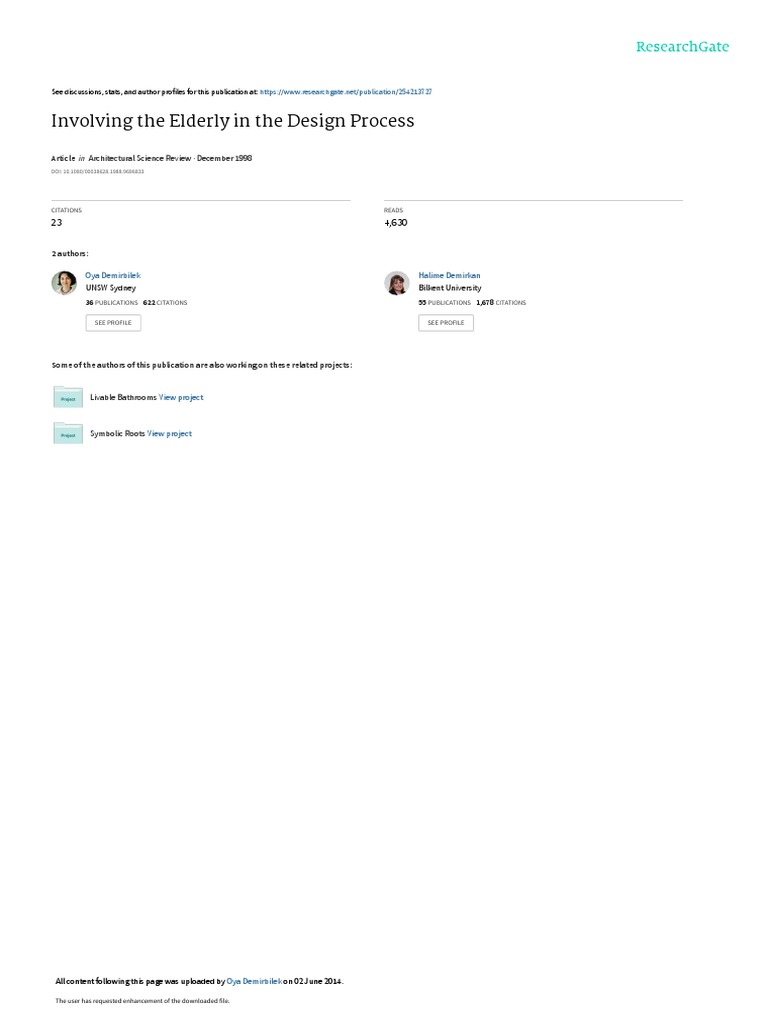 Involving The Elderly in The Design Process: Architectural Science ...