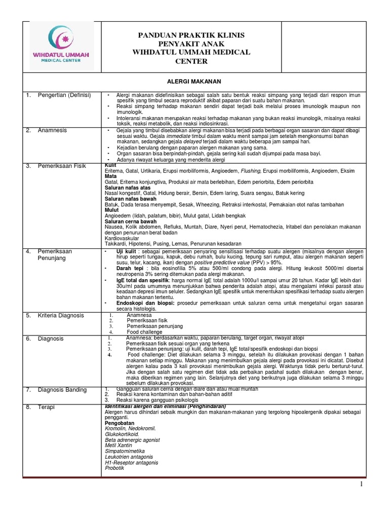 Panduan Praktik Klinis Anak WMC | PDF