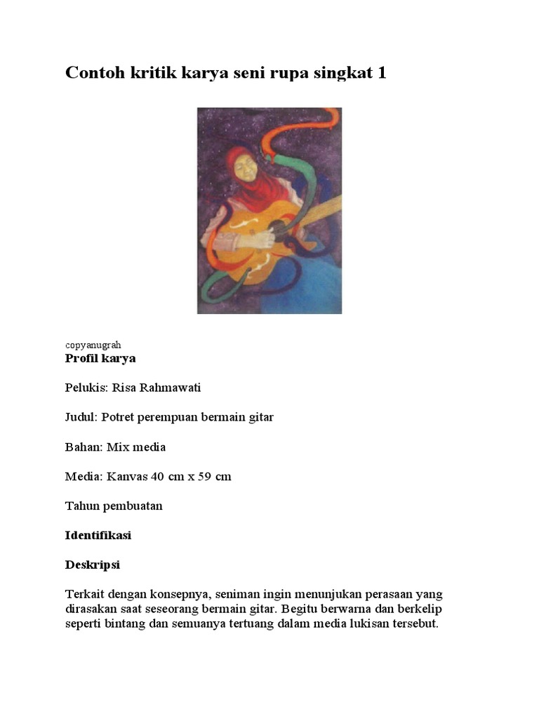 Contoh Kritik Karya Seni Rupa Singkat 1 | PDF