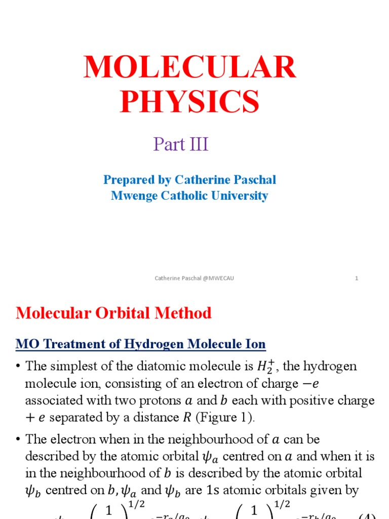 Overlap Integral in H₂⁺ Molecular Orbitals | PDF | Molecular Orbital ...