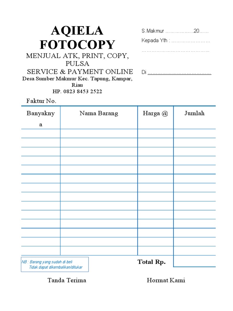 Cetak Kwitansi Toko | PDF