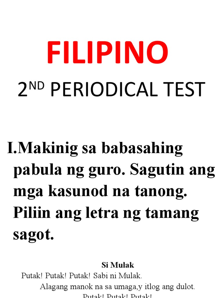 Filipino 2ND Periodical Test | PDF