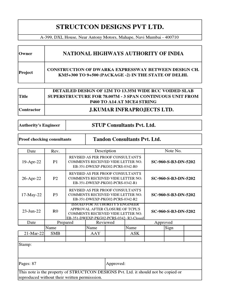 Structcon Designs PVT LTD.: National Highways Authority of India | PDF ...