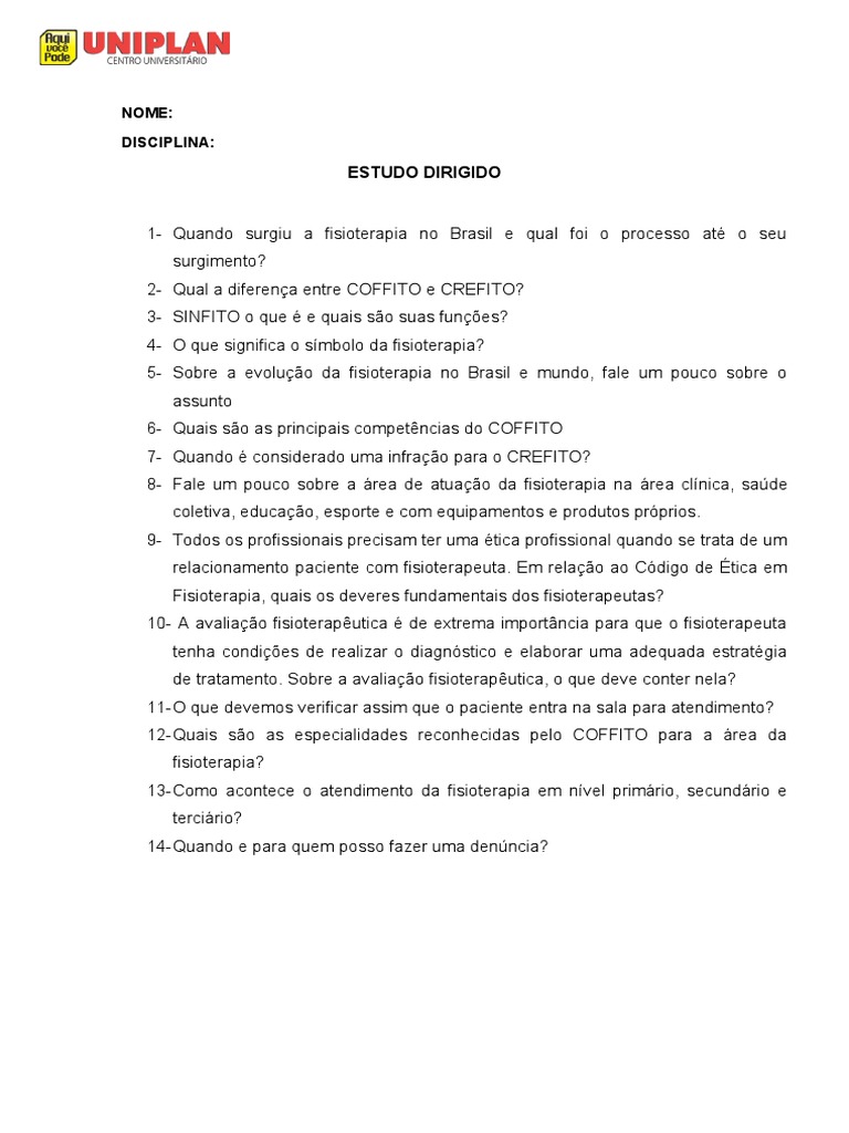 Estudo Dirigido | PDF