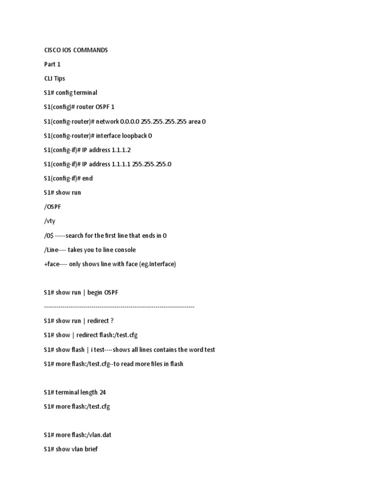 Cisco IOS Commands Cheat Sheet | PDF | Ip Address | Router (Computing) Cisco IOS Commands Cheat Sheet | PDF | Ip Address | Router (Computing)