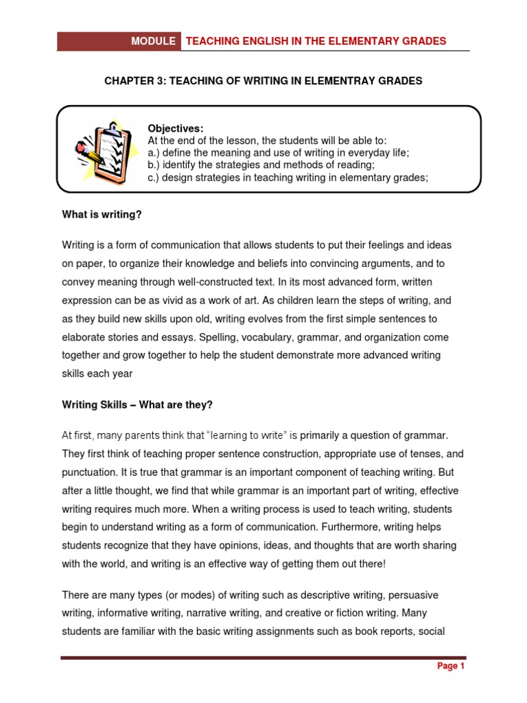 Chapter 3 Teaching Writing in The Elementary Grades | PDF | Cognitive ...