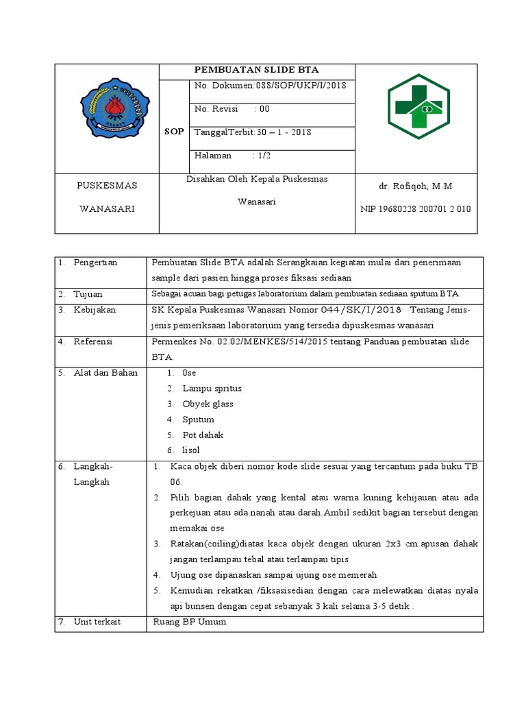 Sop Pembuatan Slide Bta | PDF