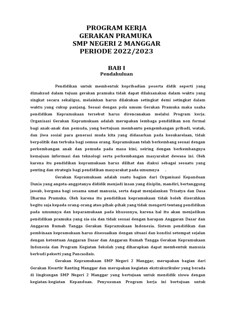 Program Kerja Gerakan Pramuka SMP Negeri | PDF