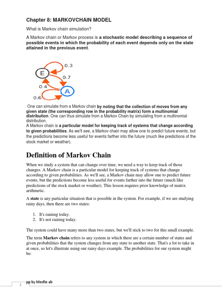 Chapter 8 Markov Chain Model | PDF | Markov Chain | Matrix (Mathematics)