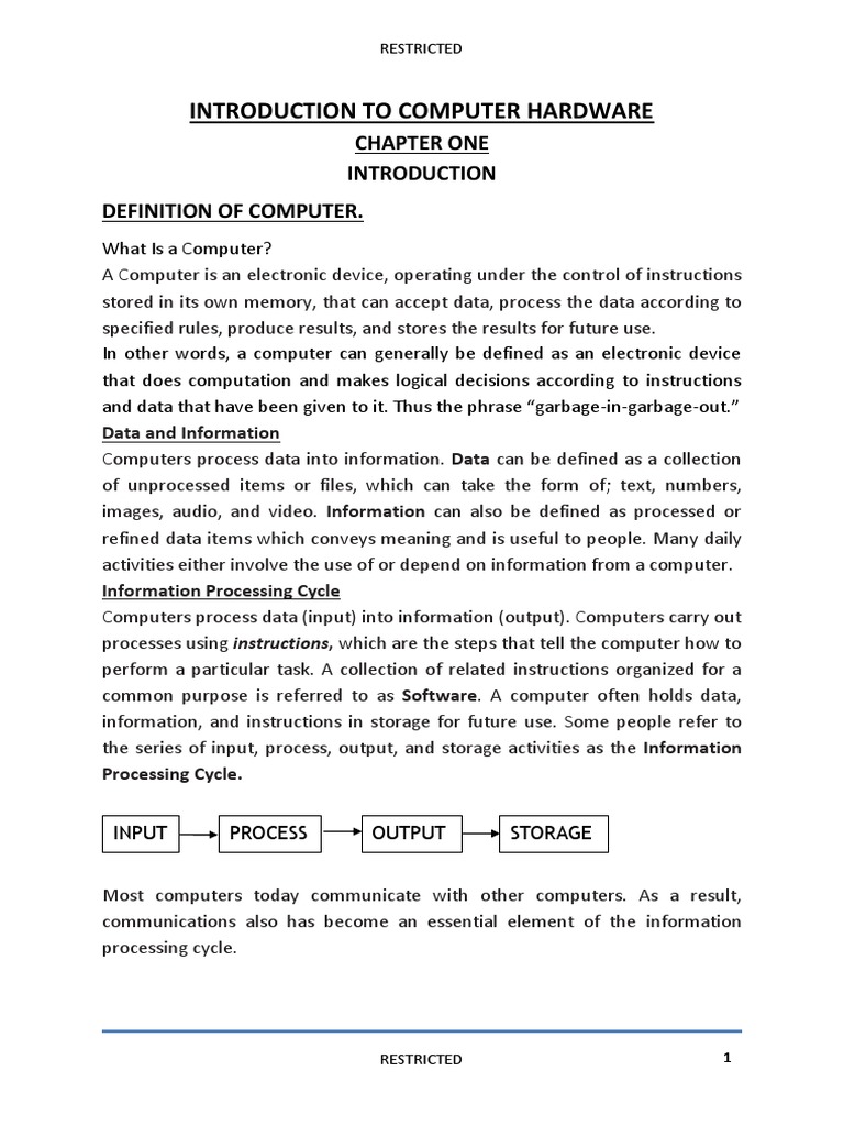 Introduction To Computer Hardware Pdf Printer Computing Computer Data Storage 